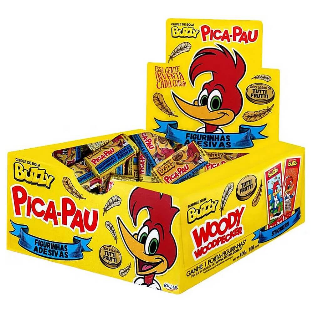 Kit 100 Chiclete Buzzy Pica Pau Tutti Frutti 400g | Coimbra Eletro - Mais Coimbra
